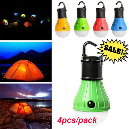 4Packs LED Camping Lantern Light Bulbs Hanging Portable Tent Hurricane ...