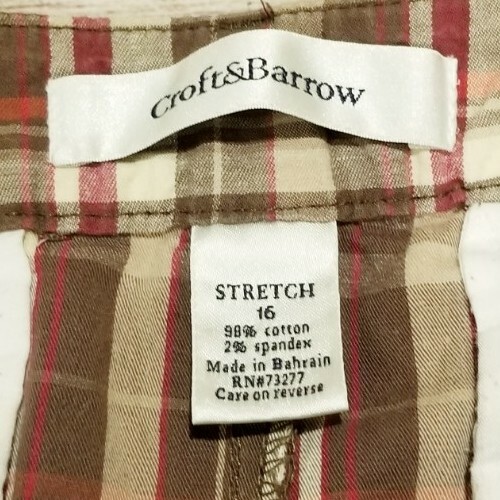 Croft & Barrow, Bermuda Shorts, Plaid, Tan Brown, Sz 16, Classic Fit ...