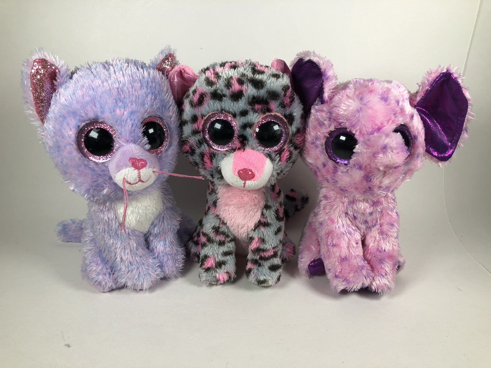 Ty Plush Beanie Boos Lot Of 3 Eva Elephant Cassidy Cat Tasha Leopard 6 ...