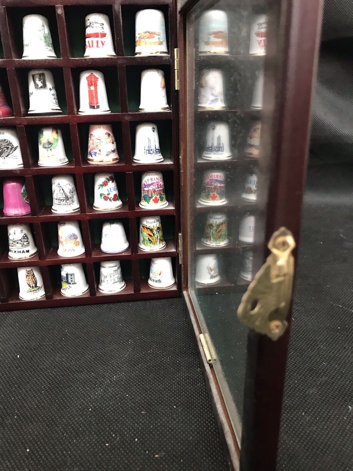 Thimble Display Cabinet With 30 Thimbles Well Made Wooden Wall Mount ...