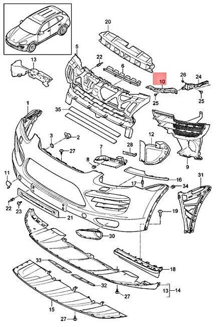 Porsche OEM 11-14 Cayenne Front Bumper-inner Support Right 95850589000 ...