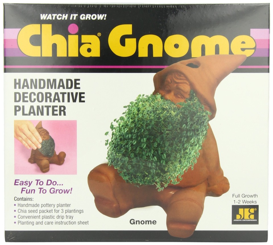 Chia Pet Gnome with Seed Pack, Decorative Pottery Planter, Easy to Do ...
