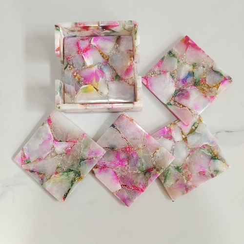 Beautiful Marble Colorful Coaster Set / Marble Alabaster Coaster ...