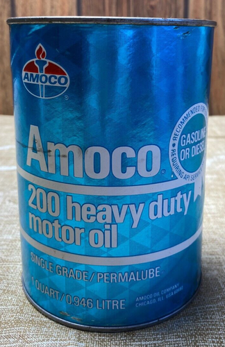 Vintage Amoco 200 Heavy Duty Motor Oil Single Grade 1 Quart Container ...