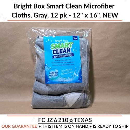 Bright Box Smart Clean Microfiber Cloths, Gray, 12 pk - 12" x 16", NEW ...