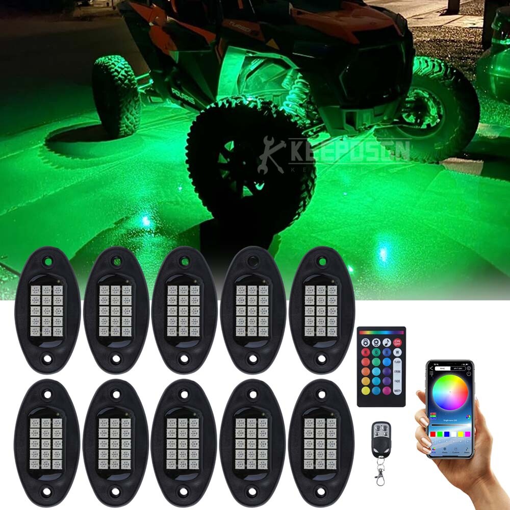 10 Pods RGB LED Rock Lights Underbody Light For CF MOTO zforce 500/600 ...
