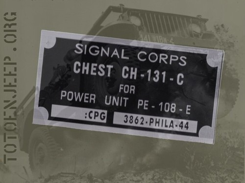 label plaquette poste radio SIGNAL CORPS CHESTER CH131 jeep willys us ...