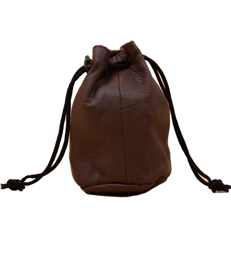 Genuine Leather Drawstring Coin Purse Pouch Spring Locks Change Pouch ...