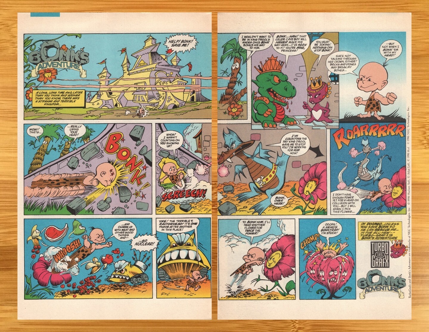 1990 Bonk's Adventure NES Turbografx Print Ad/Poster Video Game Promo ...