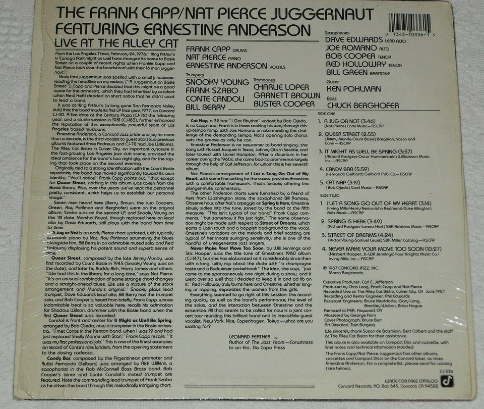 FRANK CAPP/NAT PIERCE JUGGERNAUT-Live At The Alley Cat (1987) CONCORD ...