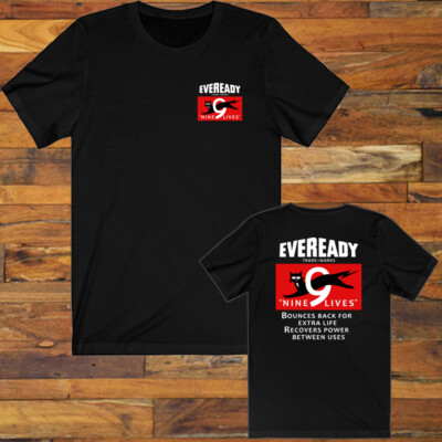 Eveready Retro Battery Black Cat Nine Lives Men's Black Size S-5XL | eBay