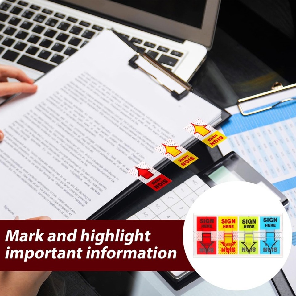 500pcs Sign Here Stickers,Labels Stickers Adhesive Sign Here Tabs Sign ...