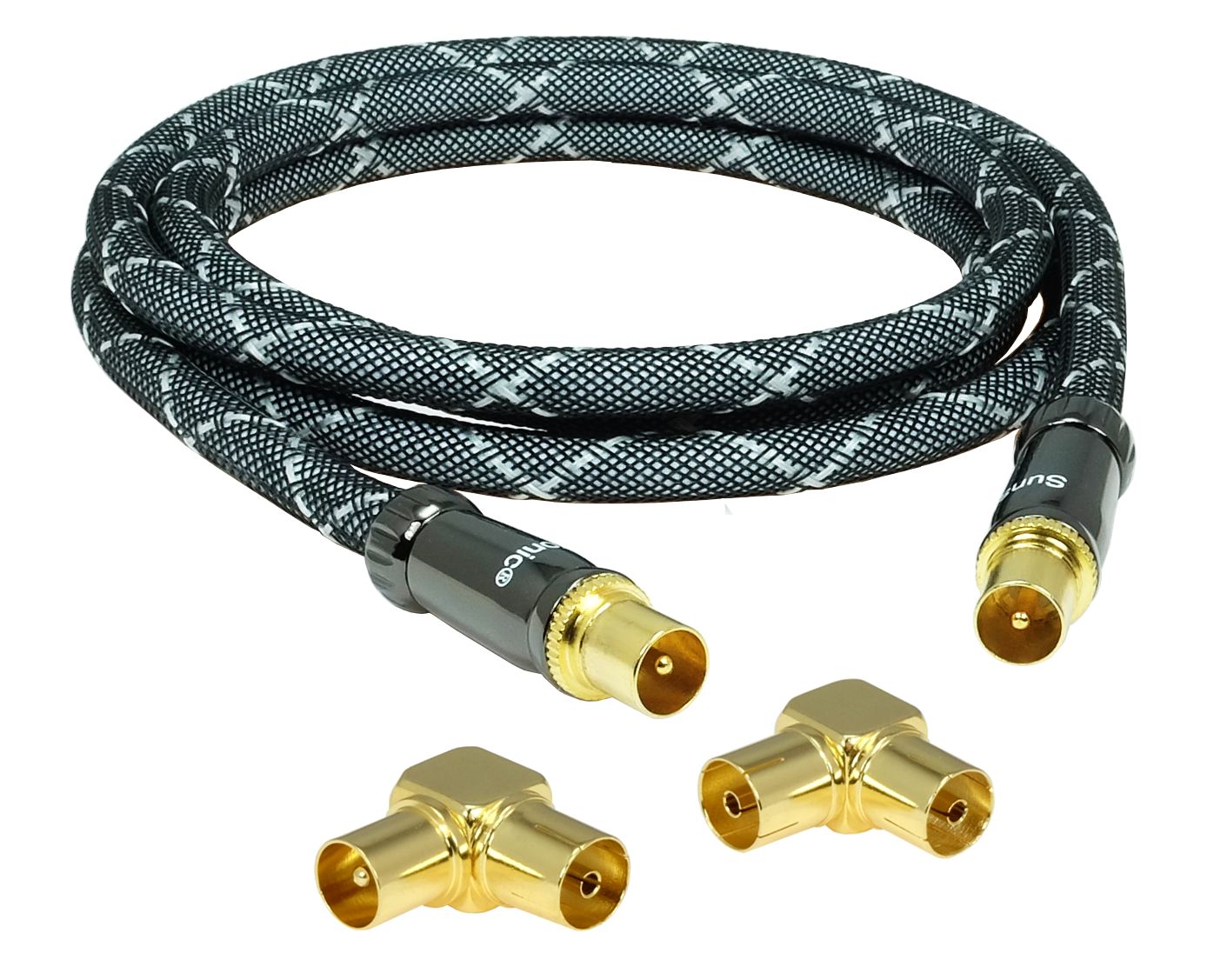 2,5m High-End HDTV Antenna Cable (Male to Male), 4-fach Shielded+2x ...