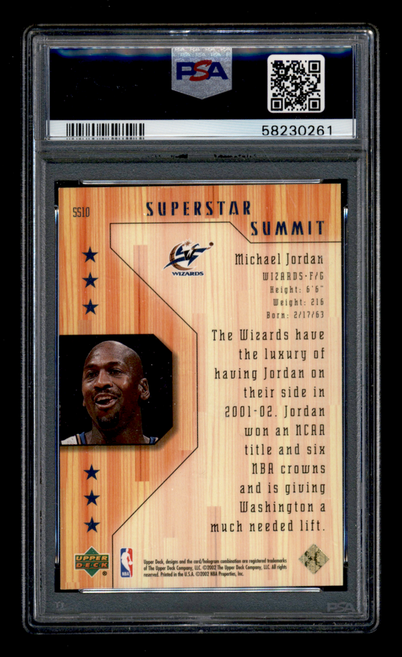 58230261 2001-02 Upper Deck SS10 Michael Jordan Superstar Summit PSA 9 ...