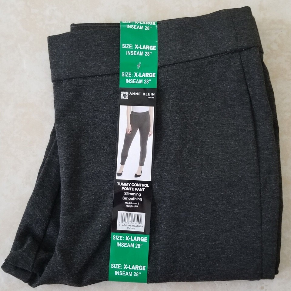 Anne Klein Women's Tummy Control Ponte Pant - Black, Charcoal Heather ...