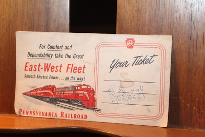 Vintage 1940-50's Pennsylvania Railroad Ticket and Envelope East-West ...