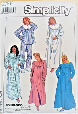 Simplicity Pattern 8914 Size PT Women's Pajamas Nigntgown & Robe UNCUT ...