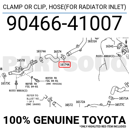 9046641007 Genuine Toyota CLAMP OR CLIP, HOSE(FOR RADIATOR INLET) 90466 ...