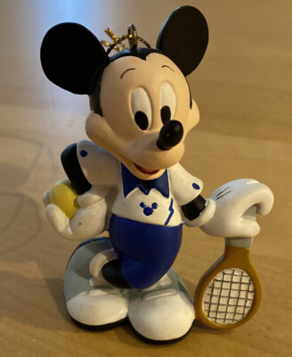 Disney - Mickey Playing Tennis Ornament - Figure Racket Ball Blue Resin ...