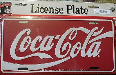 Coca Cola License Plates TWO (2) Sign Script Letter Red White Made In ...
