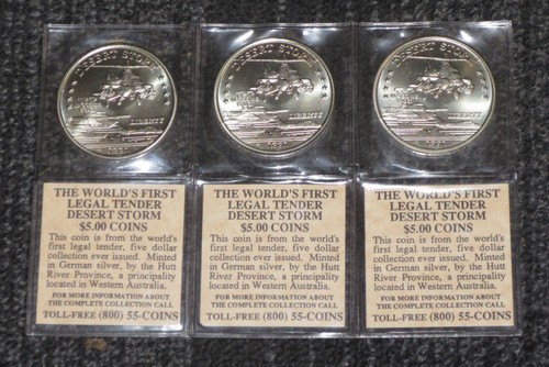 LOT of 9 1991 Desert Storm $5 COIN Hutt River Province AH-64 Apache ...