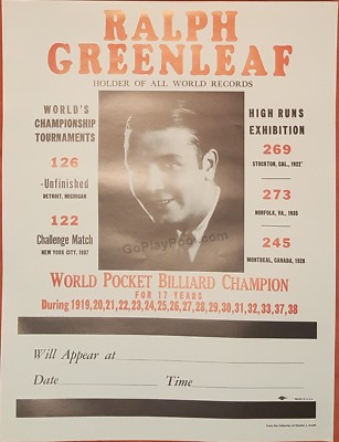 Ralph Greenleaf Classic Billiard Exhibition Poster | eBay