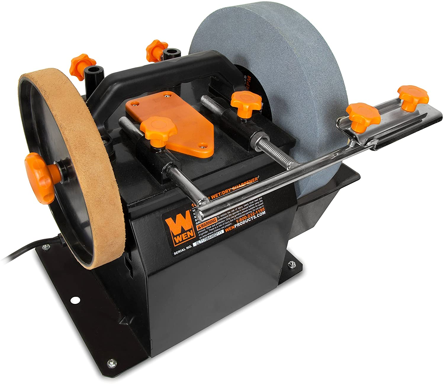 10-inch 220 Grit Sharpening Stone and 8-inch Leather-Stropping Wheel ...