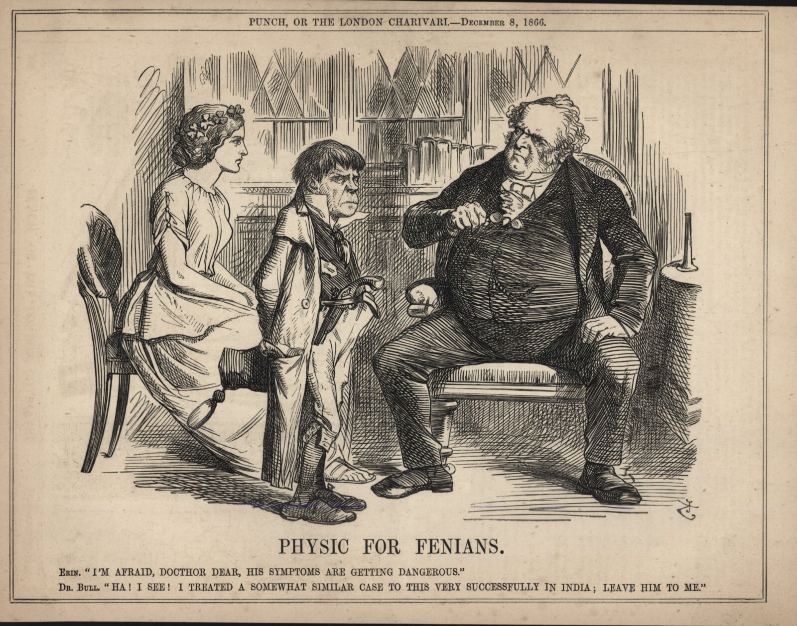 Rare 1866 Cartoon IRISH REPUBLICANS Fenian Raids REBELLION [Simian ...