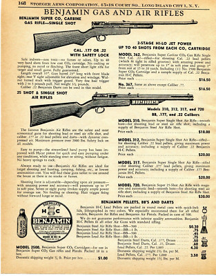 1957 Print Ad of Benjamin Model 362 Carbine 310 312 317 720 Air Rifle ...