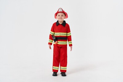 Fireman,Fire fighter Costume 4pc Set Red Dress Up outfit, Role Play ...