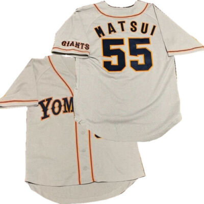 Throwback Matsui #55 Yomiuri Tokyo Baseball Jersey Stitched Custom Gray ...