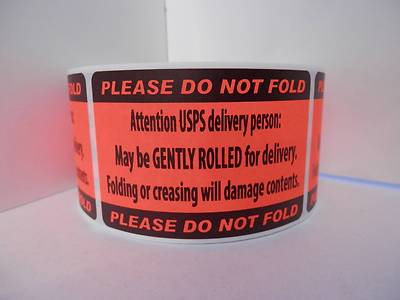 DO NOT FOLD FOLDING OR CREASING WILL DAMAGE CONTENTS sticker label 250 ...