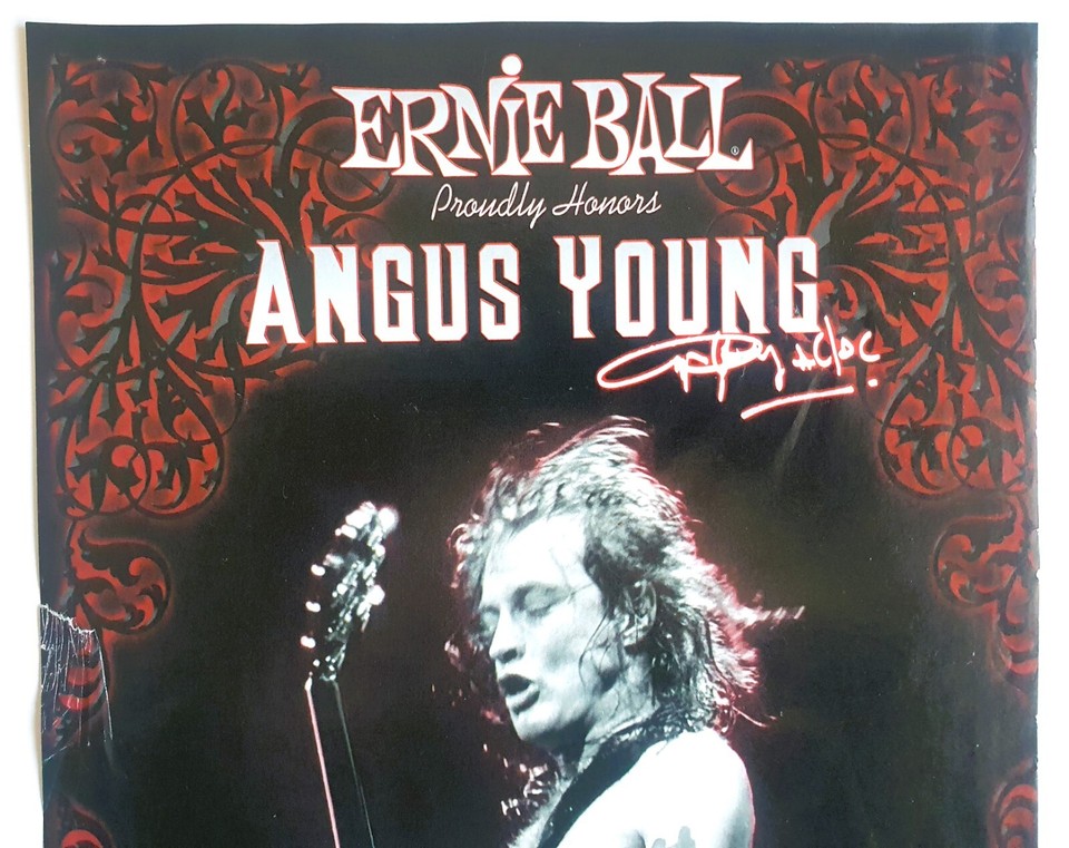 ANGUS YOUNG AC/DC Ernie Ball strings magazine 1 page poster ad advert ...
