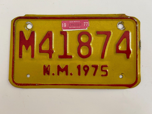 1977 New Mexico Motorcycle License Plate Sticker on 1975 Harley Honda ...