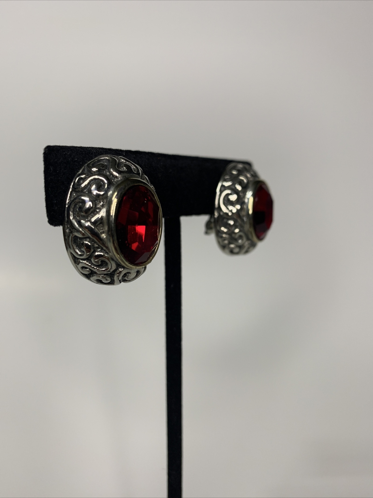 Vintage JC John Candice Australian Red Crystal Earrin… - Gem