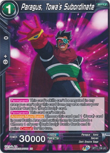 Paragus, Towa's Subordinate Uncommon Vermilion Bloodline Dragon Ball ...