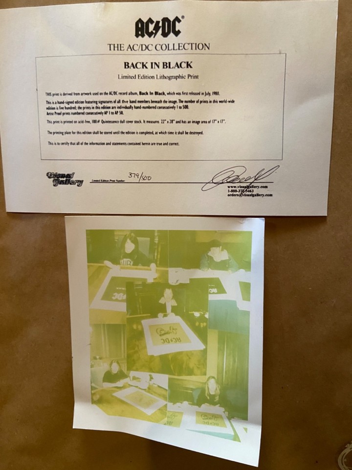 AC/DC Signed Autographed Back In Black Lithograph Limited Edition ...