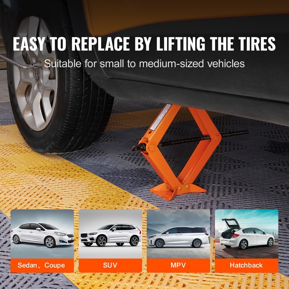 Scissor Jack 2.5 Ton Lift Wind Up Jack Kit for Van Car w/Crank Speed ...