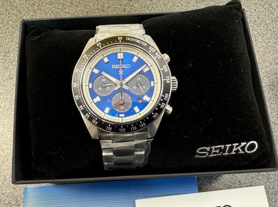 Seiko Prospex Speedtimer Solar Steel Bracelet Blue Dial Watch - SSC931 ...