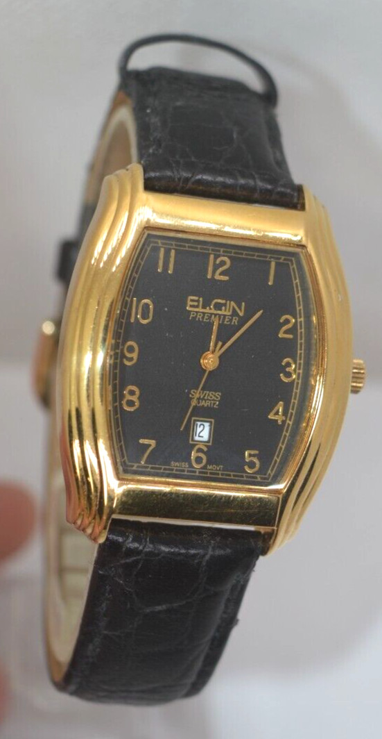 ELGIN Premier Swiss Quartz Date watch Tankard style N… - Gem
