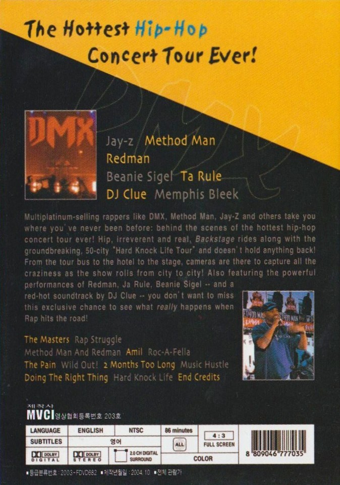 DMX.. Backstage: Hip-Hip Lapper! Live Concert (1999) DVD NEW *FAST ...