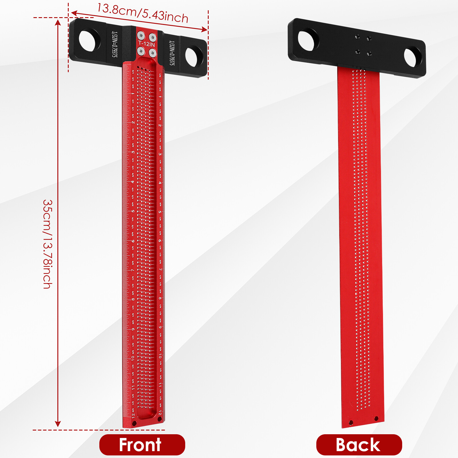 T-Square Ruler 12inch Aluminum Alloy Woodworking Scribe Marking T-Ruler ...