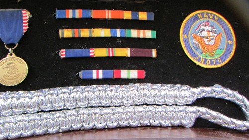 Nice US Navy Framed Shadow Box Display with medals,JROTC | eBay