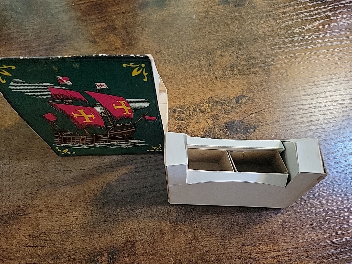 Vintage A.V.80 Match Sticks Box - Green/Orange Pirate Ships - Made in ...