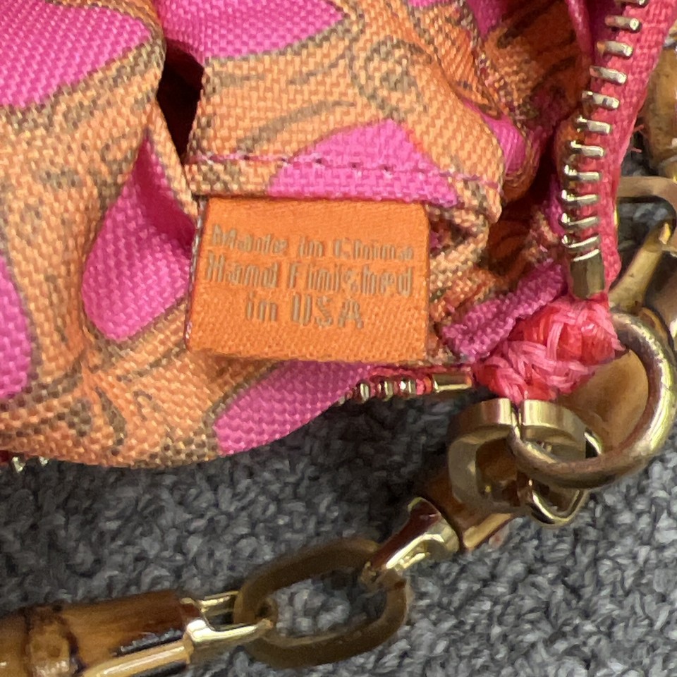 Eric Javits Handbag Pink Straw Pochette Bamboo Chain Shoulder Bag | eBay