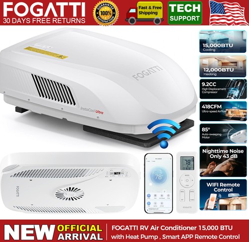 15000 BTU Heat Pump RV Trailer Air Conditioner Camper Non-Ducted ...