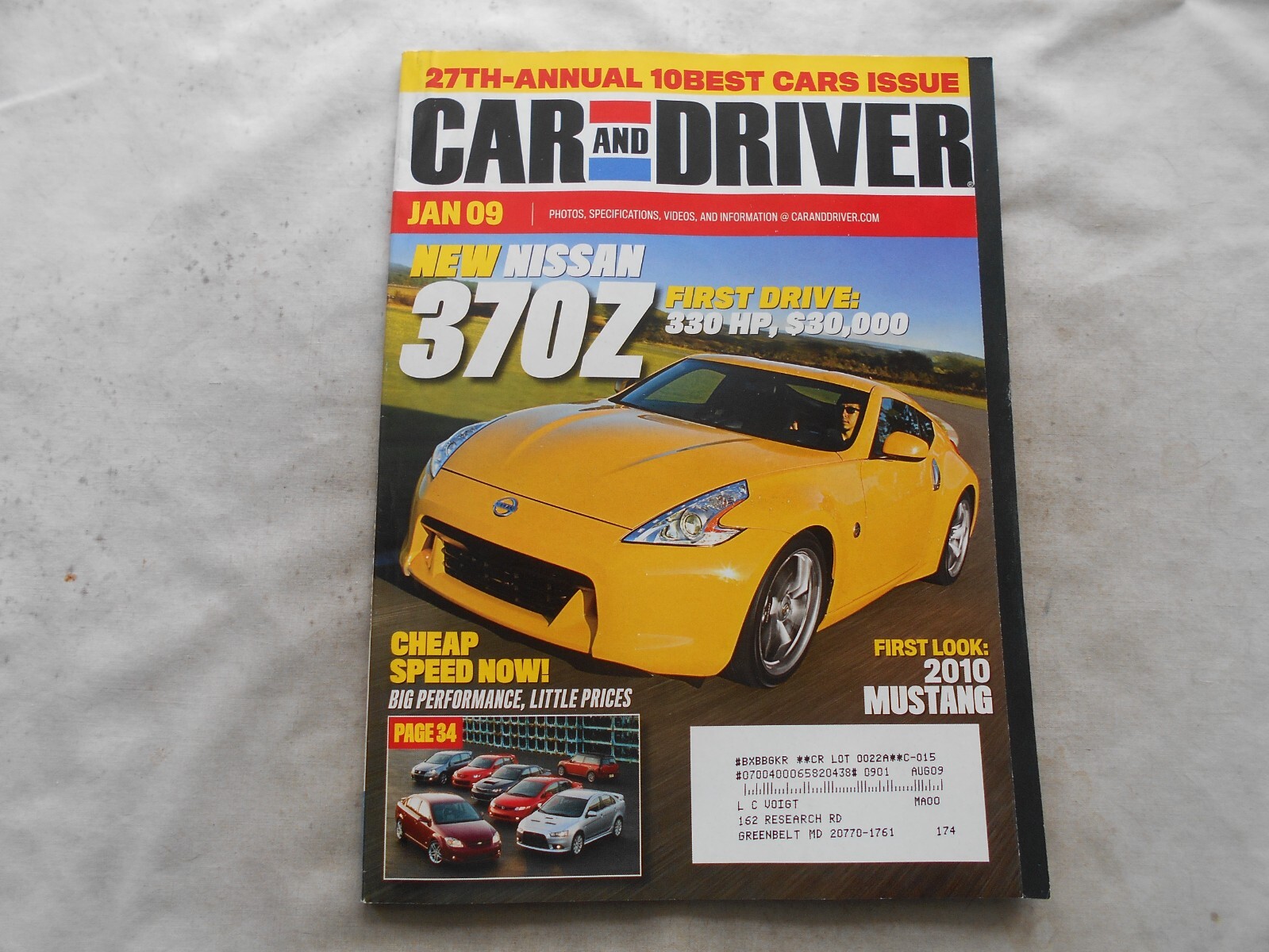 CAR AND DRIVER Magazine-JANUARY,2009 | eBay