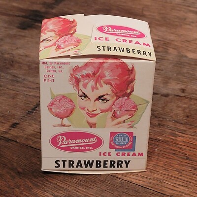 Ice Cream Box Pint Paramount Dairies Dalton Georgia NOS Strawberry | eBay