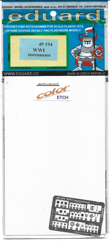 Eduard WWI Aircraft Instruments, Painted Photo Etch Details 1/48 49 194 ...