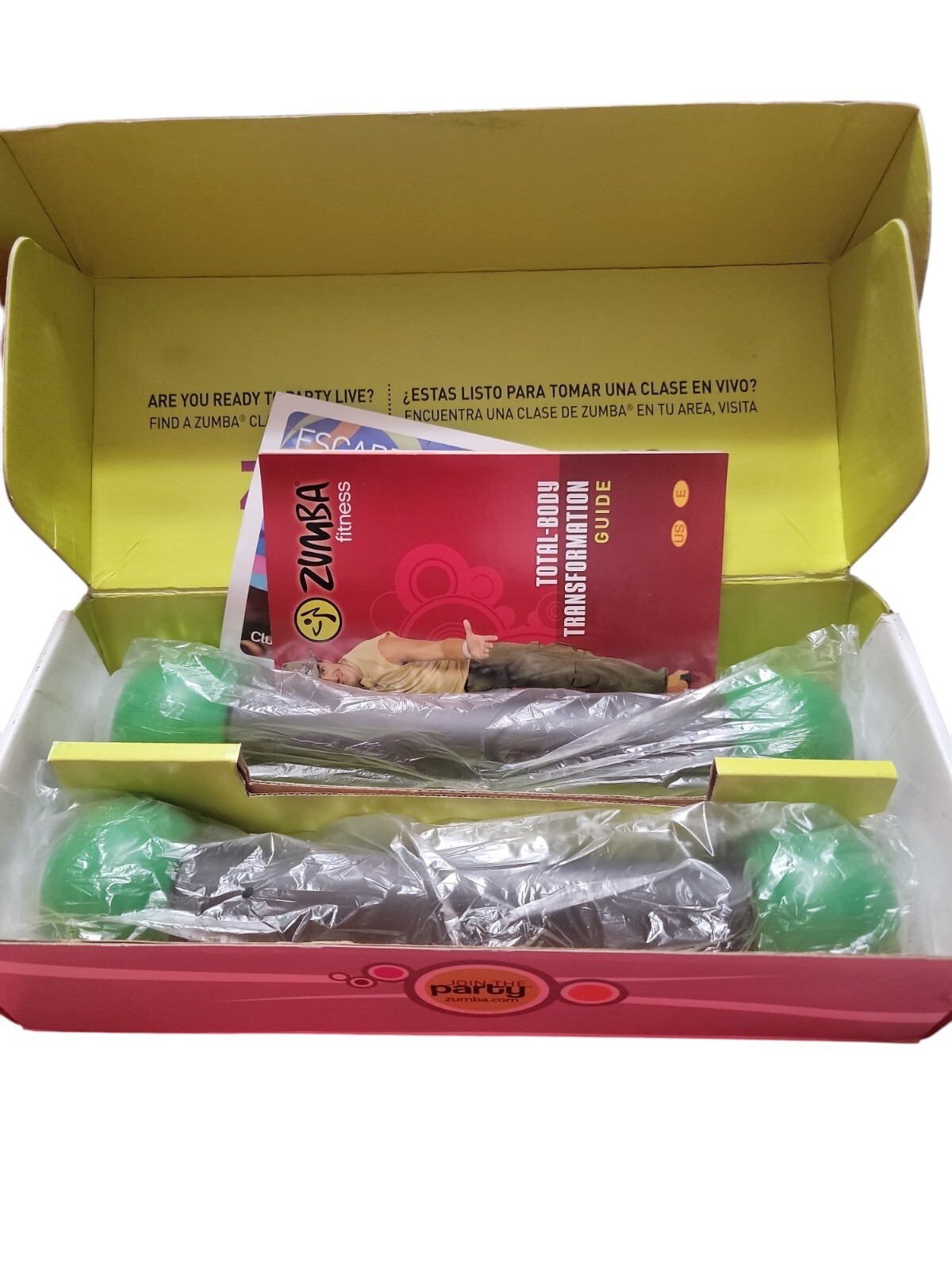 NEW Zumba Toning Sticks with Box - Neon Green & Black 1 LB Weights (Set ...